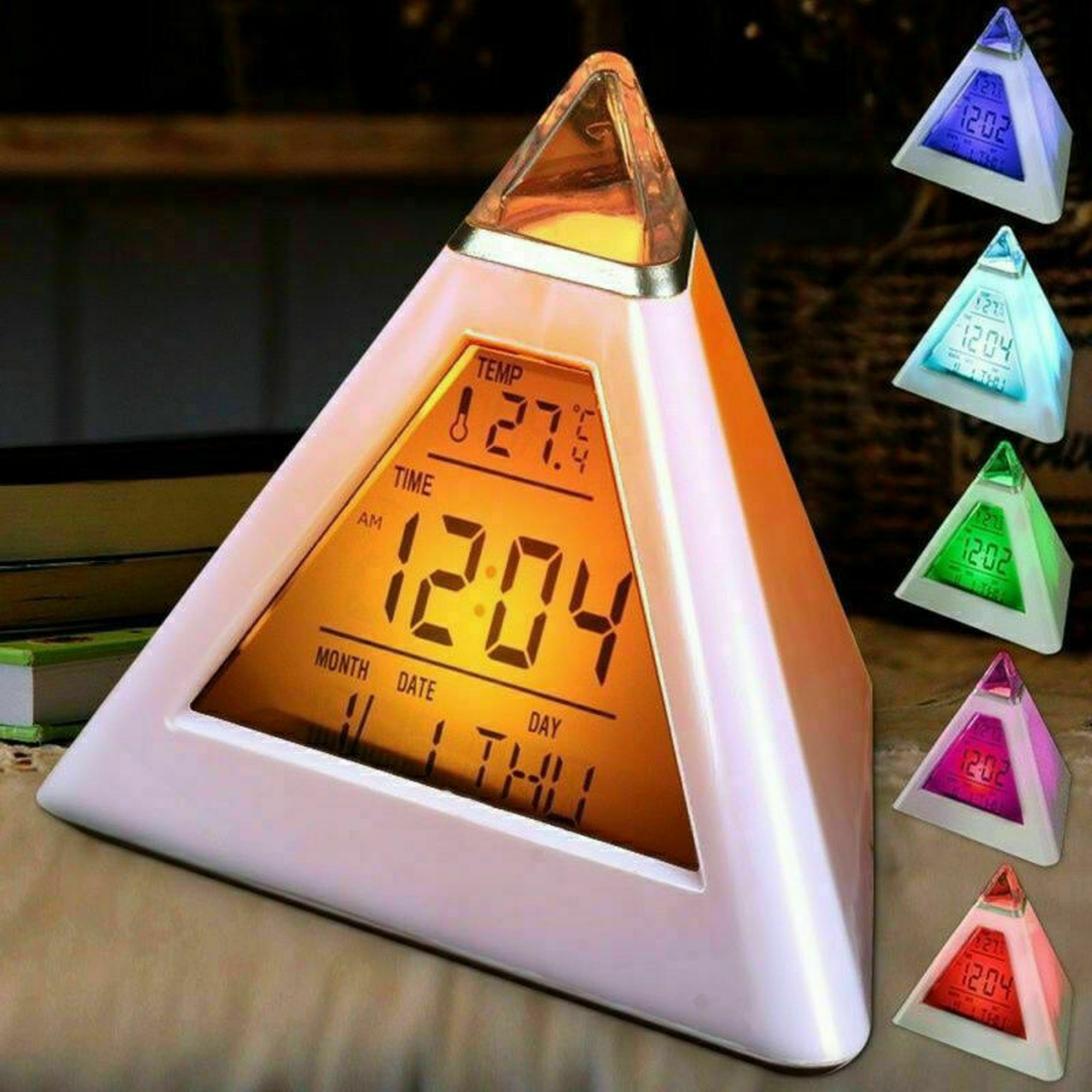 7 Colour LED Pyramid Clock | Seller Vision