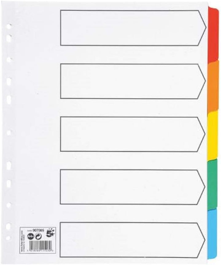 Multicolour A4+ Mylar 5 Part Index Dividers | Seller Vision